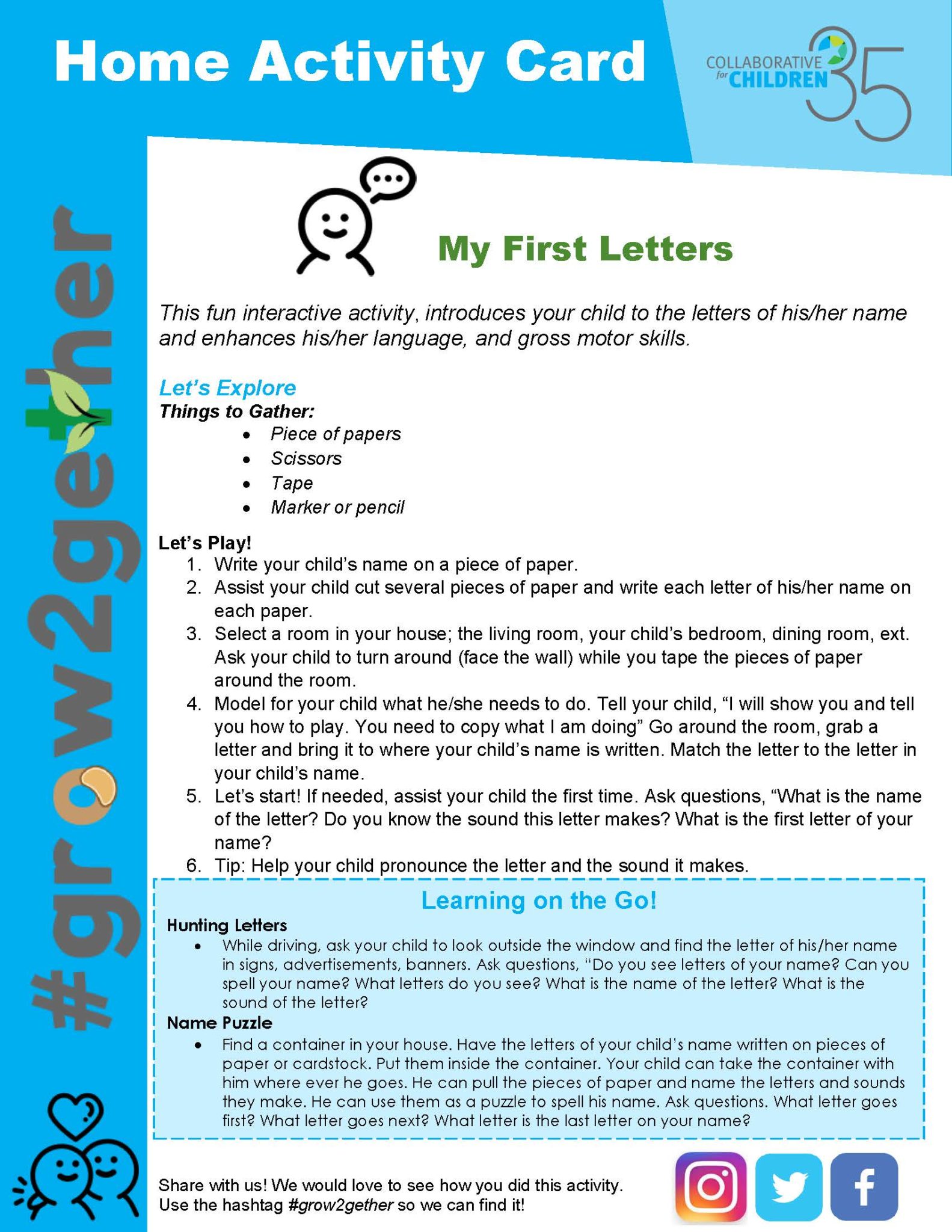 Free Early Learning Activities for Parents | Collab for Children