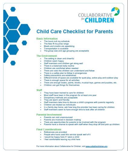 child-care-checklist - Collaborative for Children