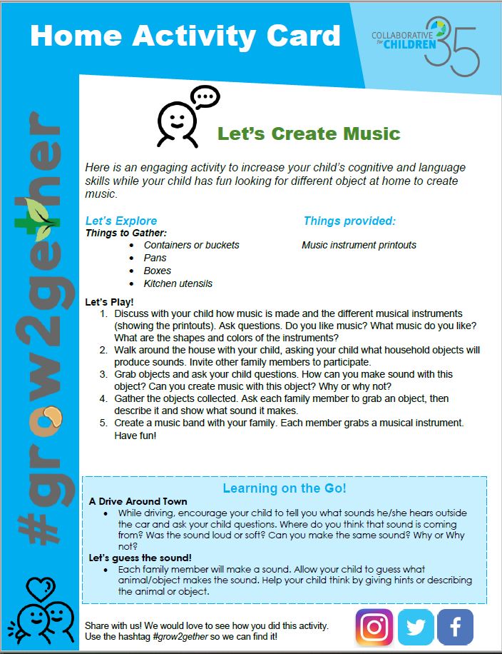 Family Activity Cards: Let's Create Music - Collaborative for Children